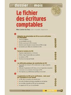 Le dossier du mois Le fichier des écritures comptables le dossier du