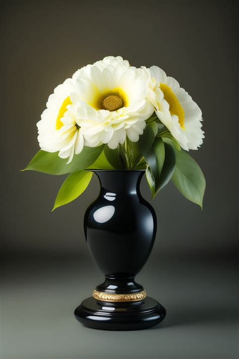 Lexica A Black Vase Filled With White Flowers By Senior Artist