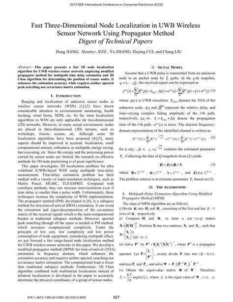pdf fast three dimensional node localization in uwb wireless sensor network using propagator