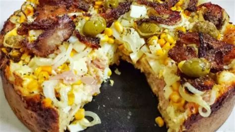Torta De Milho E Bacon Massa Leve E Saborosa E Recheio Delicioso