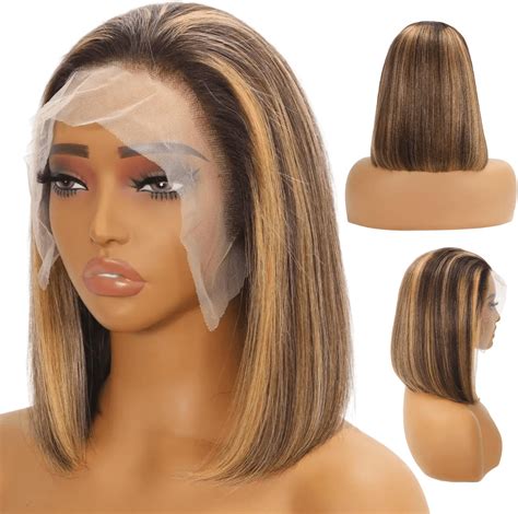 Amazon BOELYNN 4 27 Highlight Glueless Bob Wig Human Hair 13x4