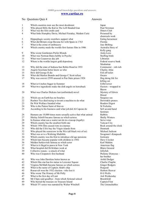 10000 General Knowledge Quiz Questions Answers Artofit
