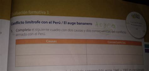 1 Completa El Siguiente Cuadro Con Tus Causas Y Dos Consecuencias Del