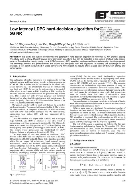 low latency ldpc hard decision algorithm for 5g nr request pdf