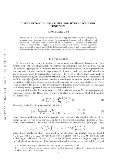 pdf differentiation identities for hypergeometric functions
