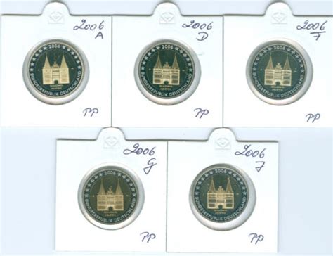 Bundesrepublik Deutschland 5 X 2 Euro 2006 ADFGJ Holstentor Proof MA