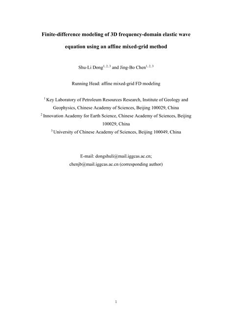 pdf finite difference modeling of 3d frequency domain elastic wave equation using an affine