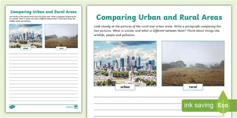 Urban And Rural Areas Comparison Activity Teacher Made