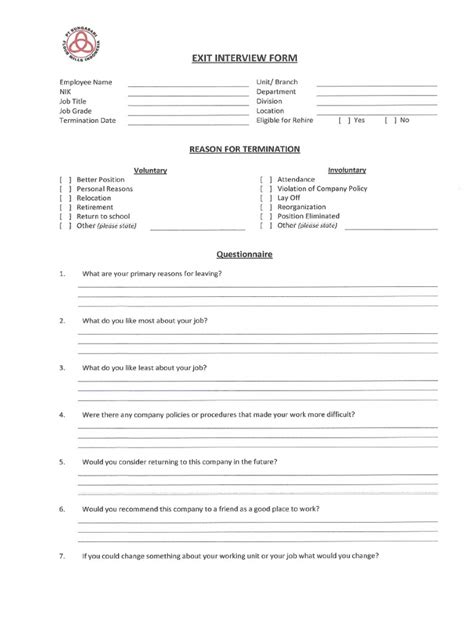 exit interview form pdf