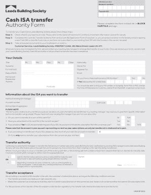 Fillable Online Leedsbuildingsociety Co Cash ISA Transfer Authority
