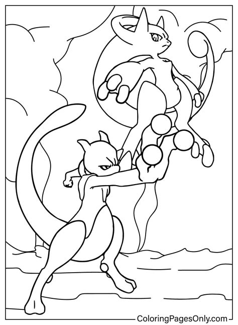 Mewtwo y Mew Páginas para colorear para imprimir gratis