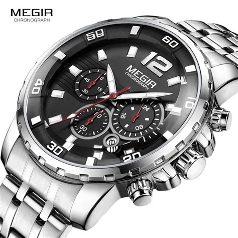 Relógio de Pulso Megir 2068 Prata Preto Dourado Reloj de pulsera