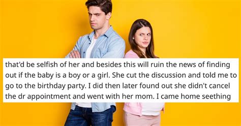 Aita For Blowing Up At My Wife For Going To Her Gender Reveal Appointment Without Me
