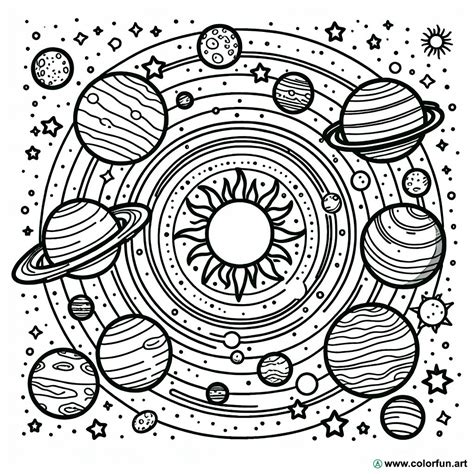 Dibujo Para Colorear Del Sistema Solar En El Espacio Descargar O