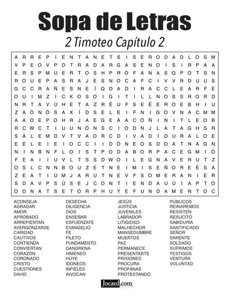 Sopa de Letras 2 Timoteo Capítulo 2 Sopa de letras Sopa de letras