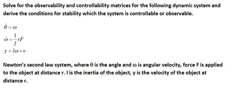 solved solve for the observability and controllability