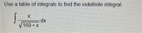 Solved Use A Table Of Integrals To Find The Indefinite Chegg