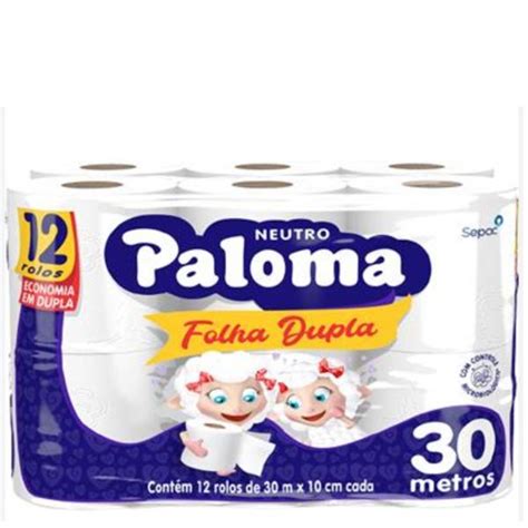 Papel Higienico Paloma 12 Unidades 30m Folha Dupla Neutro Super Primavera