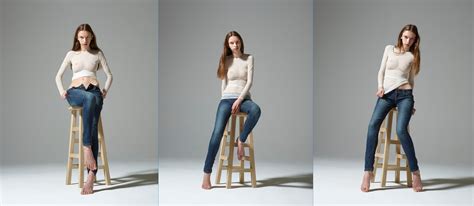 배경 화면 여자들 모델 콜라주 뷰어를보고 좌석 청바지 의자 유행 봄 젖꼭지 의류 Hegre Art 아야