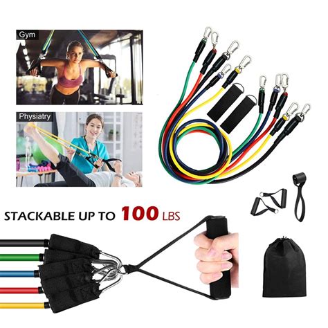 11 PCS Set Resistance Band Pull Rope Gym Exercises Equipment Body