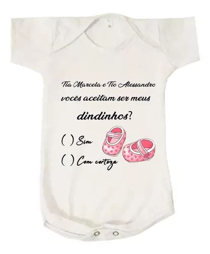 Body Bebê Personalizado Aceitam Ser Meus Dindinhos Convite