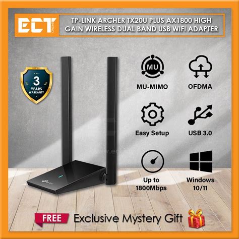 TP Link Archer TX20U Plus AX1800 High Gain Wireless Dual Band USB WiFi