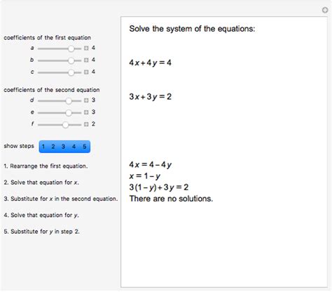 solving a system of two linear equations with substitution wolfram