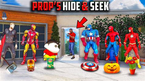 Franklin Shin Chan Playing New Prop Hide Seek With Avengers Gta