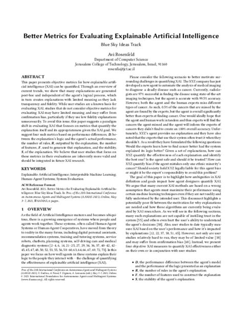 pdf better metrics for evaluating explainable artificial intelligence blue sky ideas track