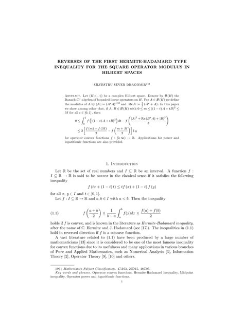 pdf reverses of the first hermite hadamard type inequality for the square operator modulus in