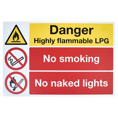 Danger Highly Flammable LPG No Smoking No Naked Lights Signs 400 X