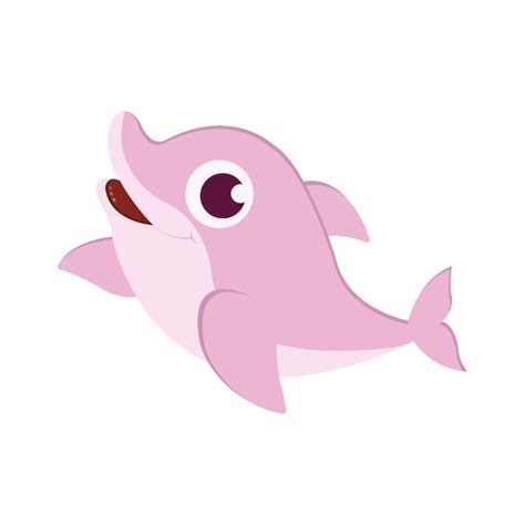 Delfín rosado feliz de dibujos animados lindo Ilustración de vector