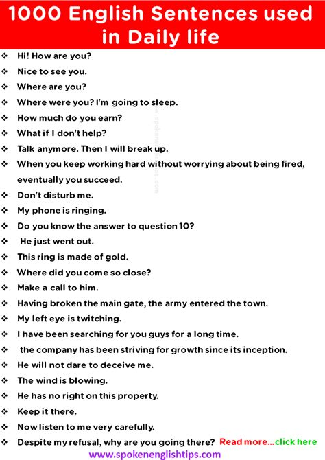 English Sentences Used In Daily Life