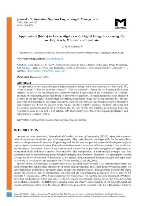 pdf applications ideas in linear algebra with digital image processing can we do teach