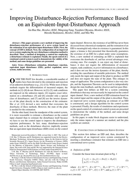pdf improving disturbance rejection performance based on an equivalent input disturbance approach