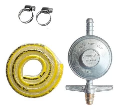 Kit Registro Gás De Cozinha Regulador Mangueira Abraçadeira MercadoLivre