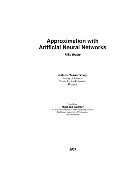 pdf approximation with artificial neural networks
