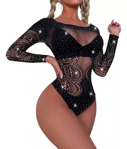Lencer A Body Malla Sexy Er Tica De Mujer Manga Larga Cuotas Sin Inter S