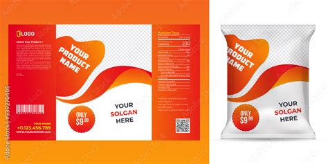 Realistic Vector Design Potato Chips Packaging Template Stock Vector