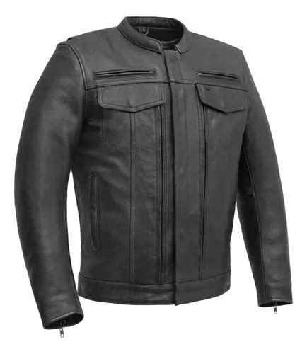 First Mfg Co Raider Chaqueta De Cuero Negro Para Hombre Envío gratis