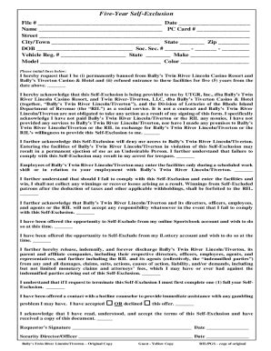 Fillable Online Self Exclusion Program California Department Of
