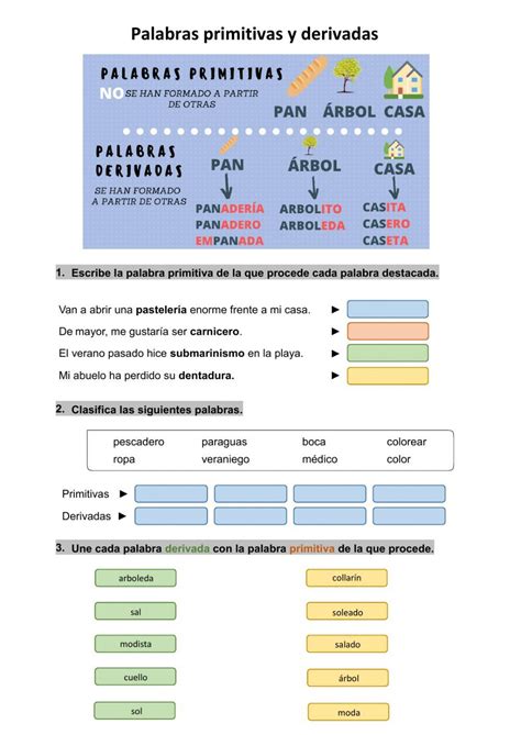 Palabras Primitivas Y Derivadas Online Exercise