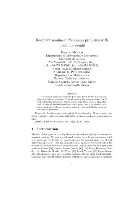 pdf resonant nonlinear neumann problems with indefinite weight