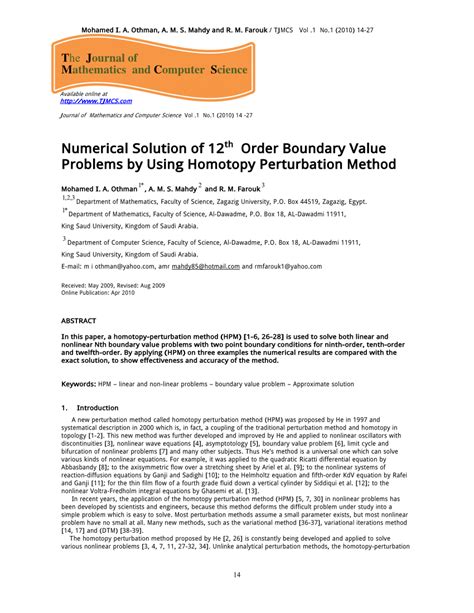 pdf numerical solution of 12th order boundary value problems by using homotopy perturbation method