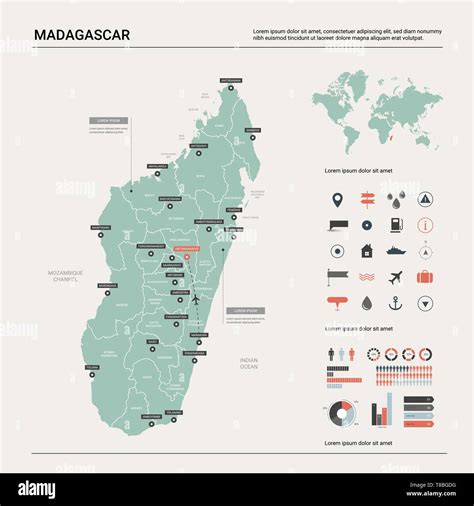 Vector Map Of Madagascar Country Map With Division Cities And Capital
