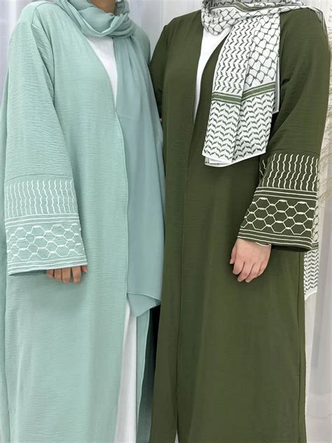 Fashion Embroidery Kimono Oversized Muslim Robe Abaya Syari Female Full