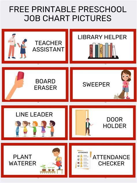 Free Printable Preschool Job Chart Pictures Goally