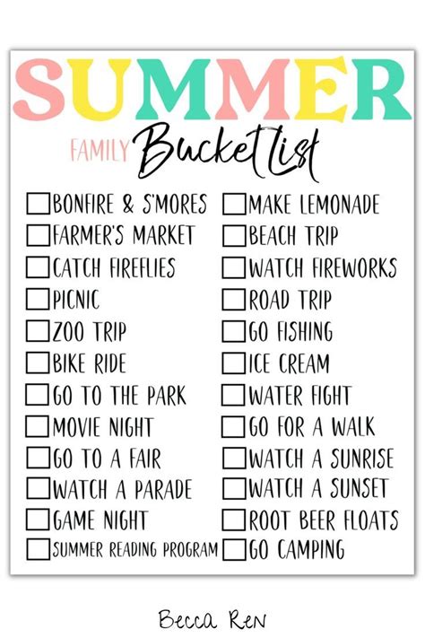 Summer Bucket List For Families