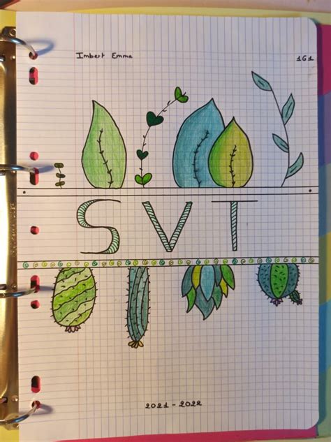 Présentation SVT Dessin de couverture Couvertures de cahier Pages