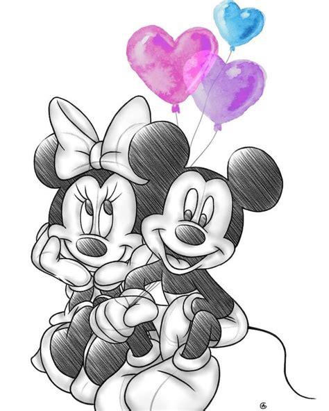 How To Draw Mickey Mouse And Minnie Mouse Together Step By Step